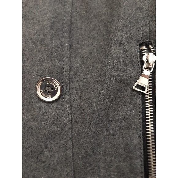 Express | Jackets & Coats | Express Gray Ruffled Bottom Wool Jacket ...